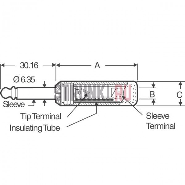 SWITCHCRAFT 280, джек 1/4” Male (6,35мм), моно - купить онлайн с ...